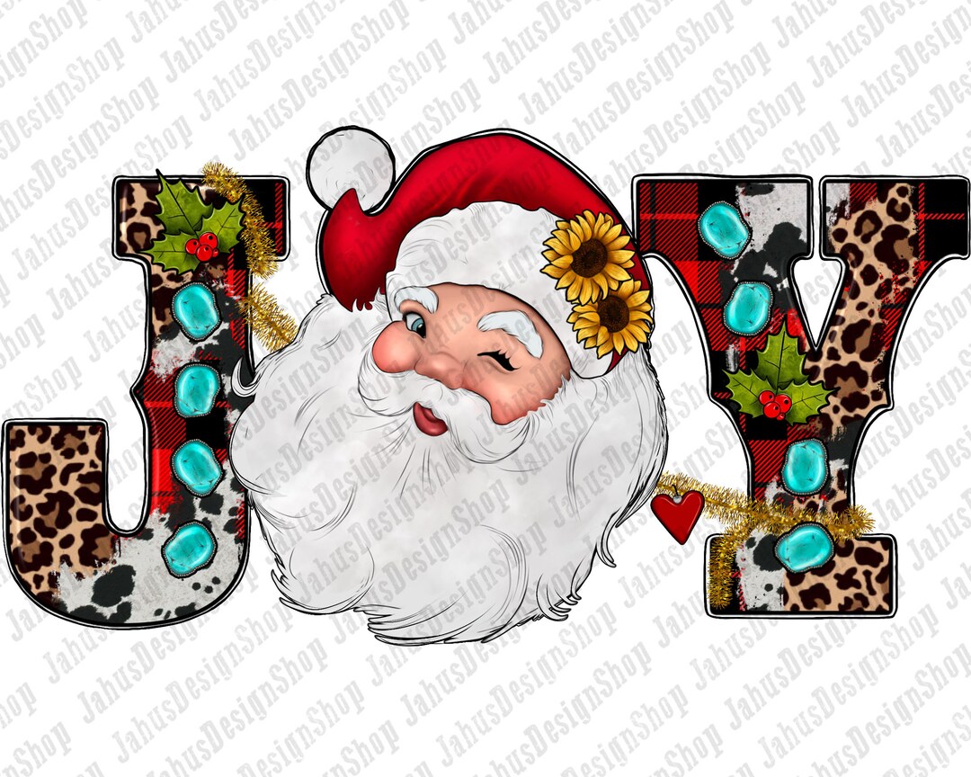 Christmas Joy Santa Png Sublimation Design,western Leopard Santa Png ...