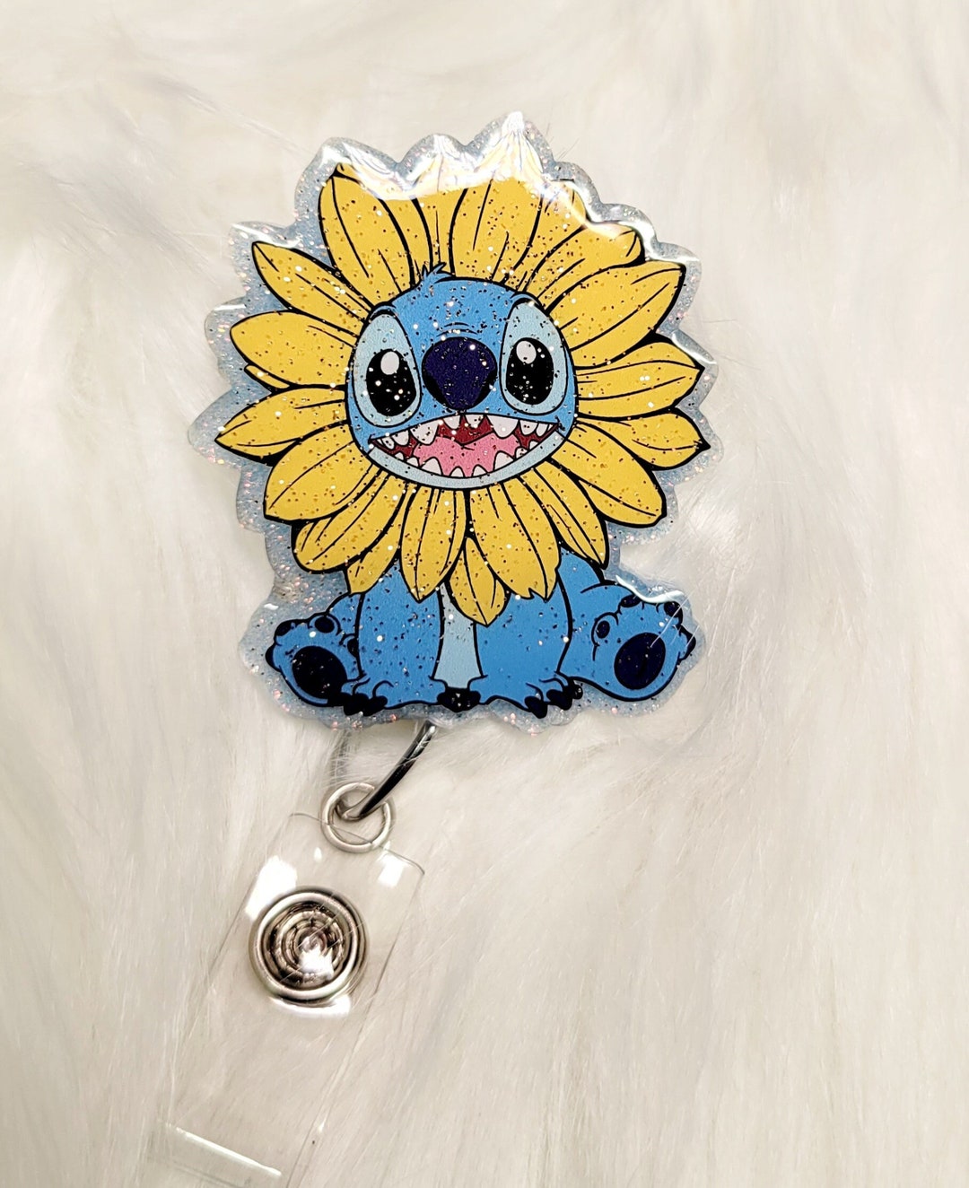 Stitch Badge Reel Inspired, Sunflower Badge Reel, Retractable Badge ...