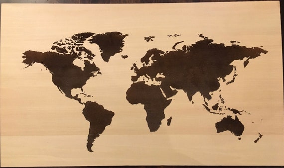 TheLaserStudioCo Laser Cut World Map Wood Carving | Etsy