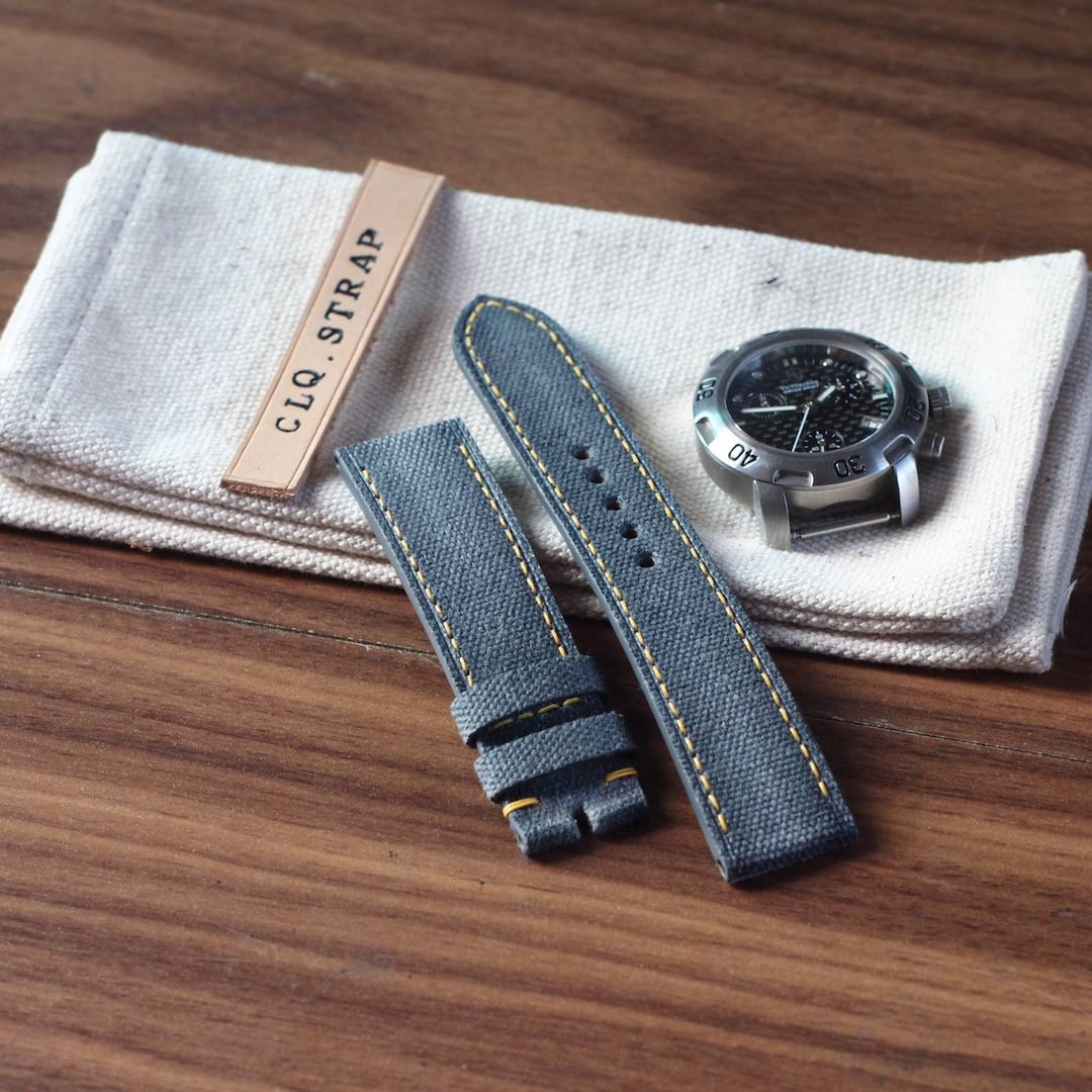 Blue Canvas Watch Strap 18mm 20mm 22mm 24mm, Quick Release Spring Bar ...