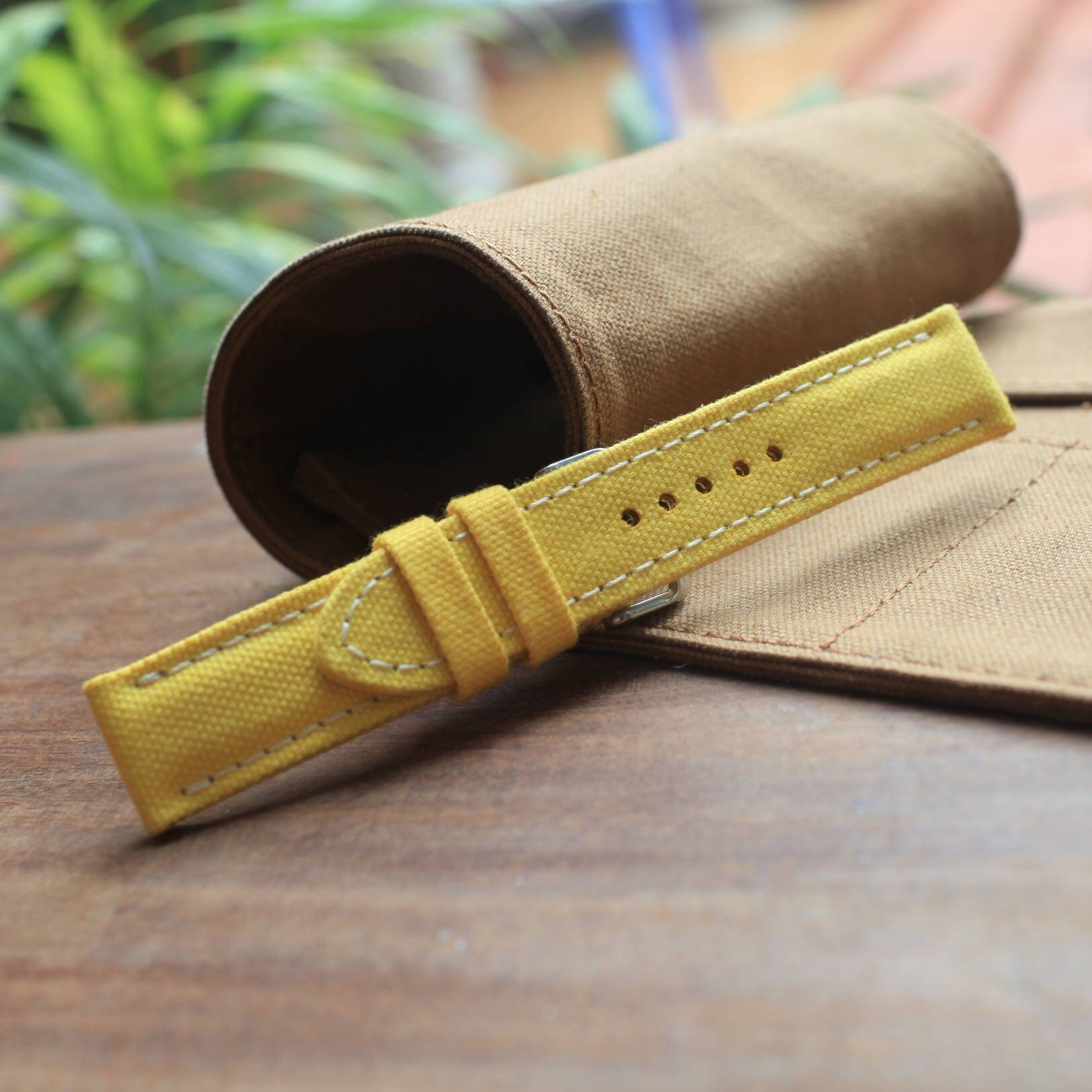 Yellow Canvas Watch Strap Double Rolled Canvas Watch Strap - Etsy