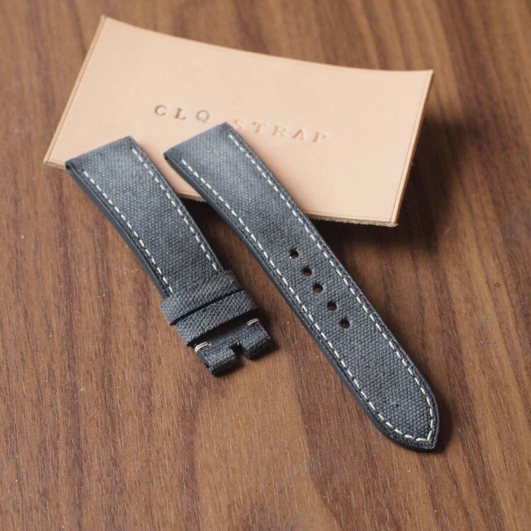 Canvas Watch Strap , Handmade Leather Strap , 22mm 24mm Watch Strap ...