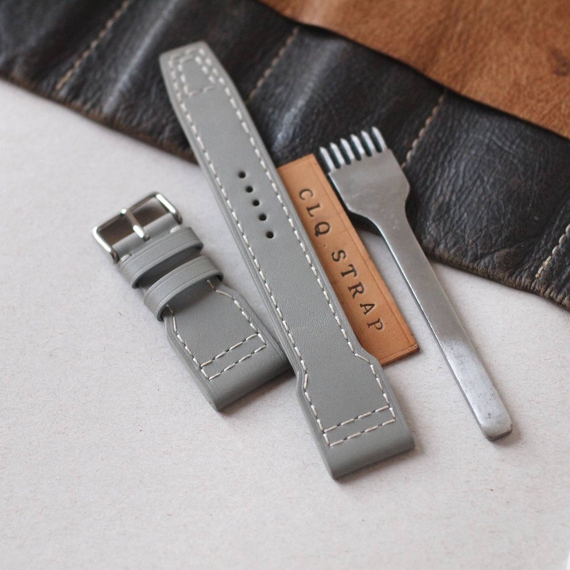 Pilot Watch Strap , 18mm , 20mm , 22mm , Handmade Leather Watchstrap ...