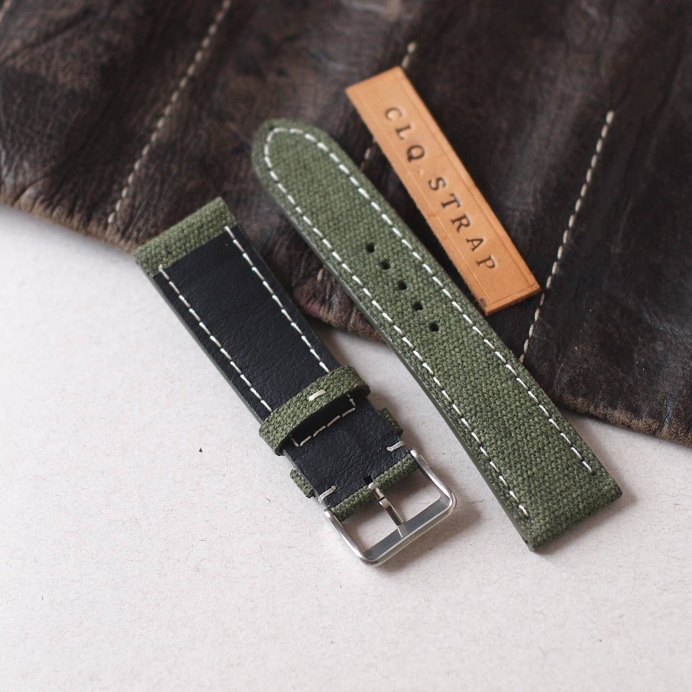 Canvas Watch Strap , 18mm , 20mm , 22mm , 24mm , 26mm , Custom Handmade ...