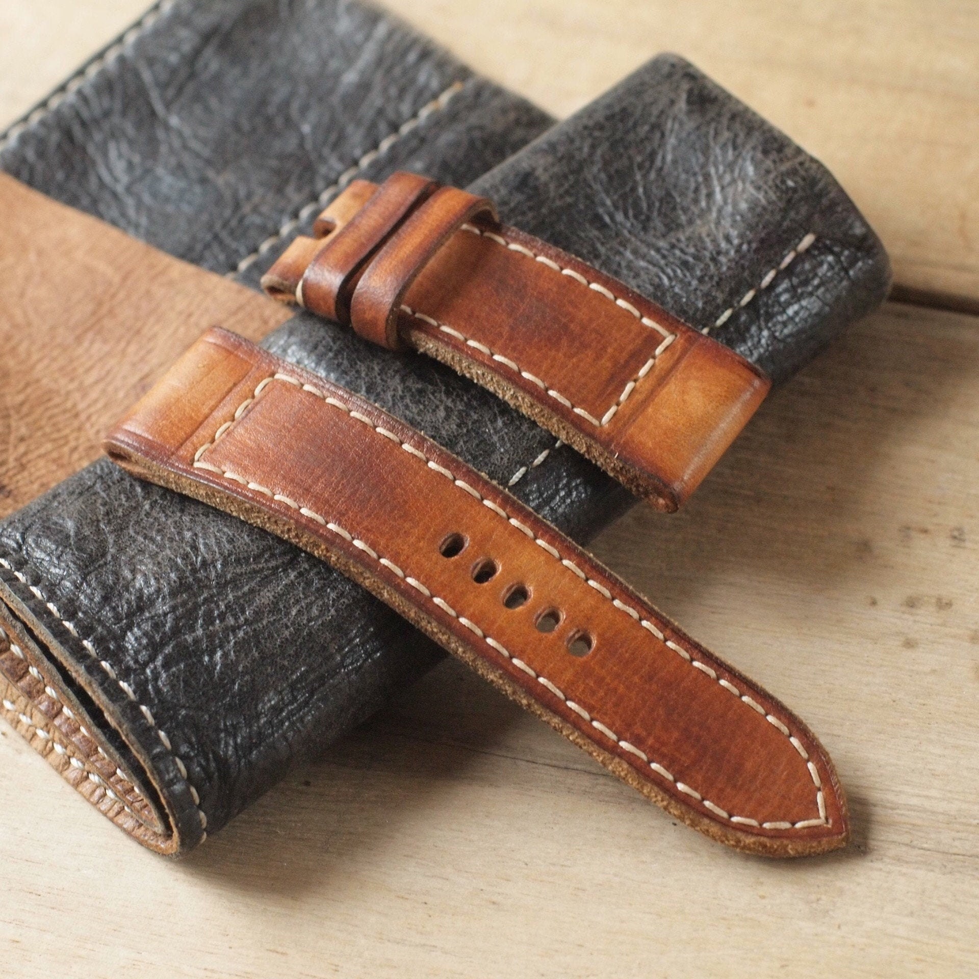 Brown Watchstrap Handmade, Italian Leather Vintage, Handcraft, Watch ...