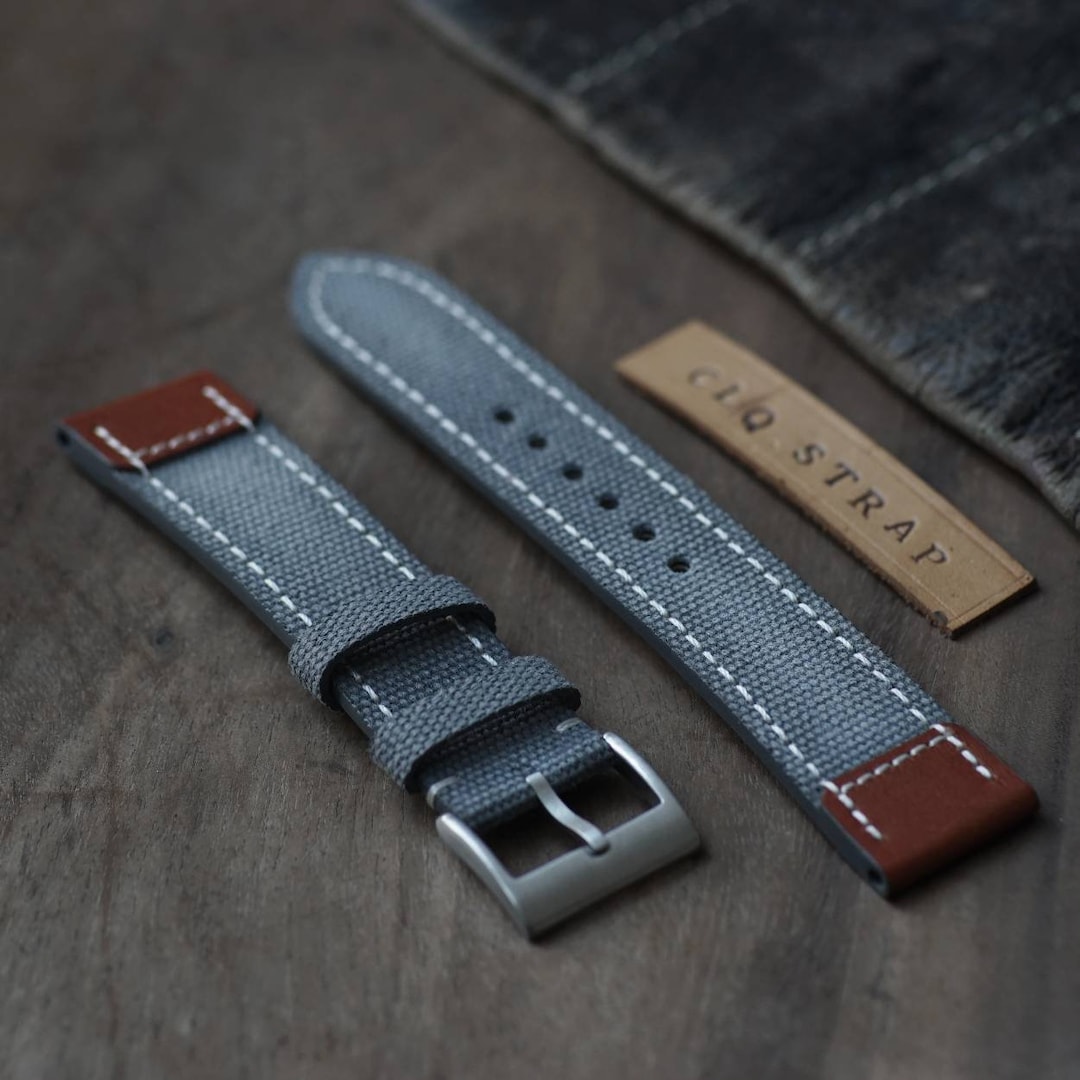 Grey Canvas Watch Strap, 18mm 19mm 20mm 21mm Custom Watch Band ...