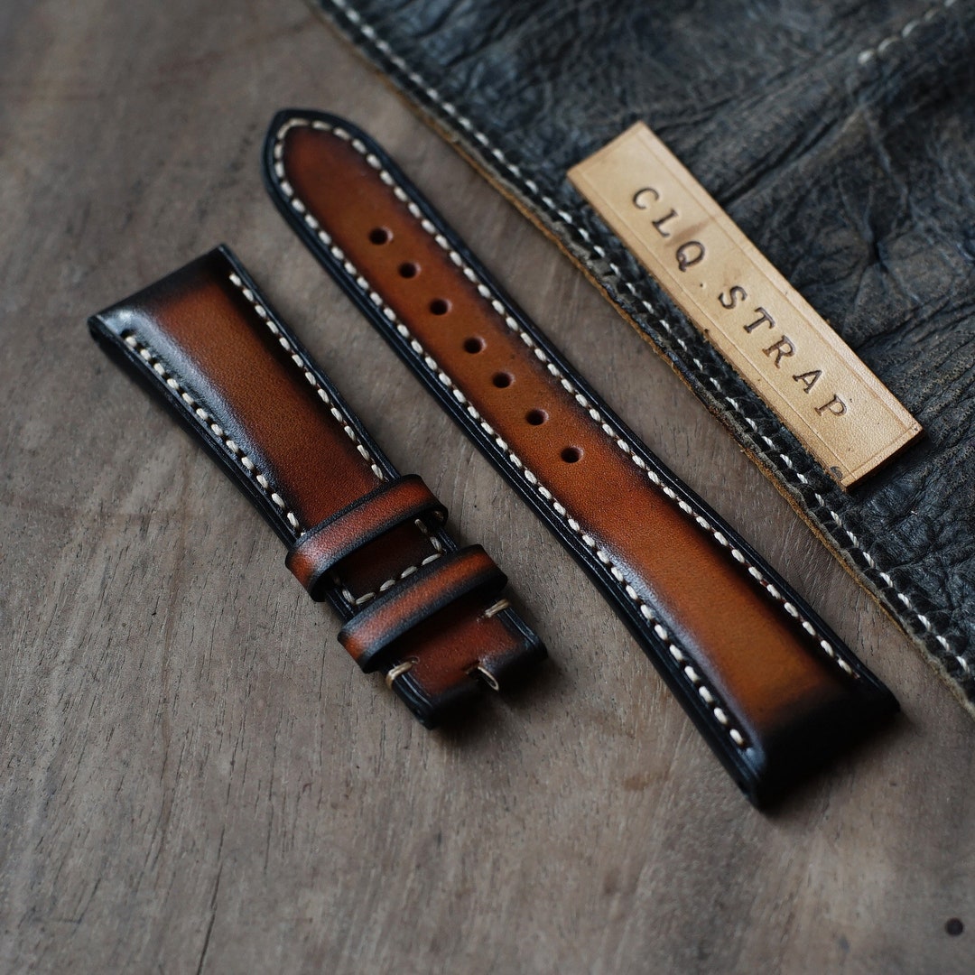 Bespoke Patina Brown Leather Watch Strap, 18mm 20mm 22mm 24mm, Custom ...