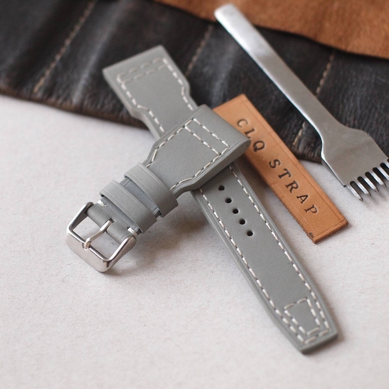 Pilot Watch Strap , 18mm , 20mm , 22mm , Handmade Leather Watchstrap ...