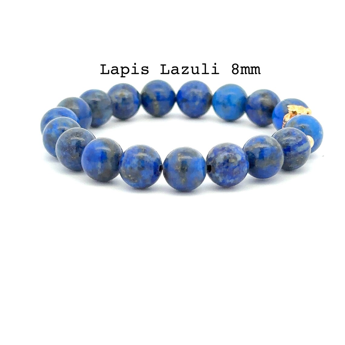 18K Solid Gold Money Bag Lucky Charm Beads Bracelet Gemstones Lapis ...