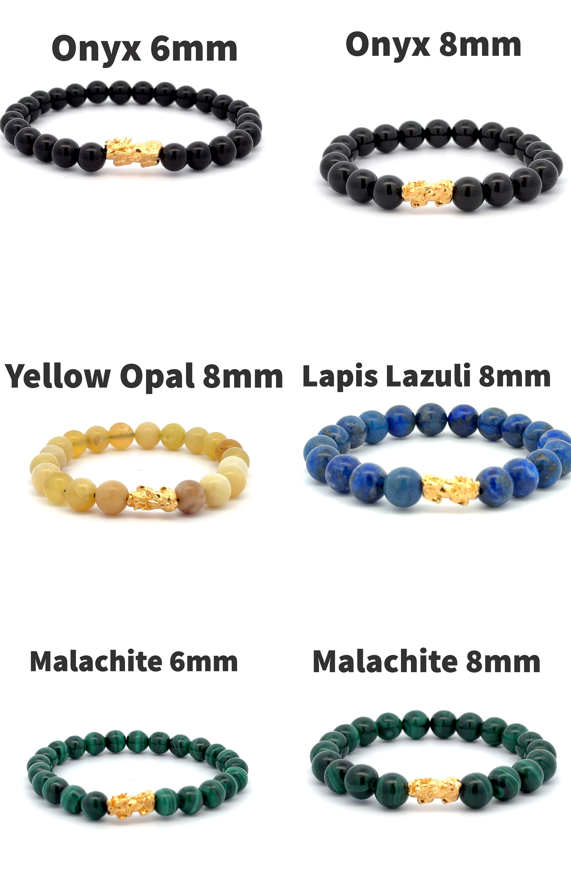 Real 18K Solid Gold Pixiu Piyao Bracelet Natural Gemstones Birthstones ...