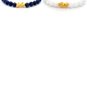 Real 18K Solid Gold Pixiu Piyao Bracelet Natural Gemstones Birthstones ...