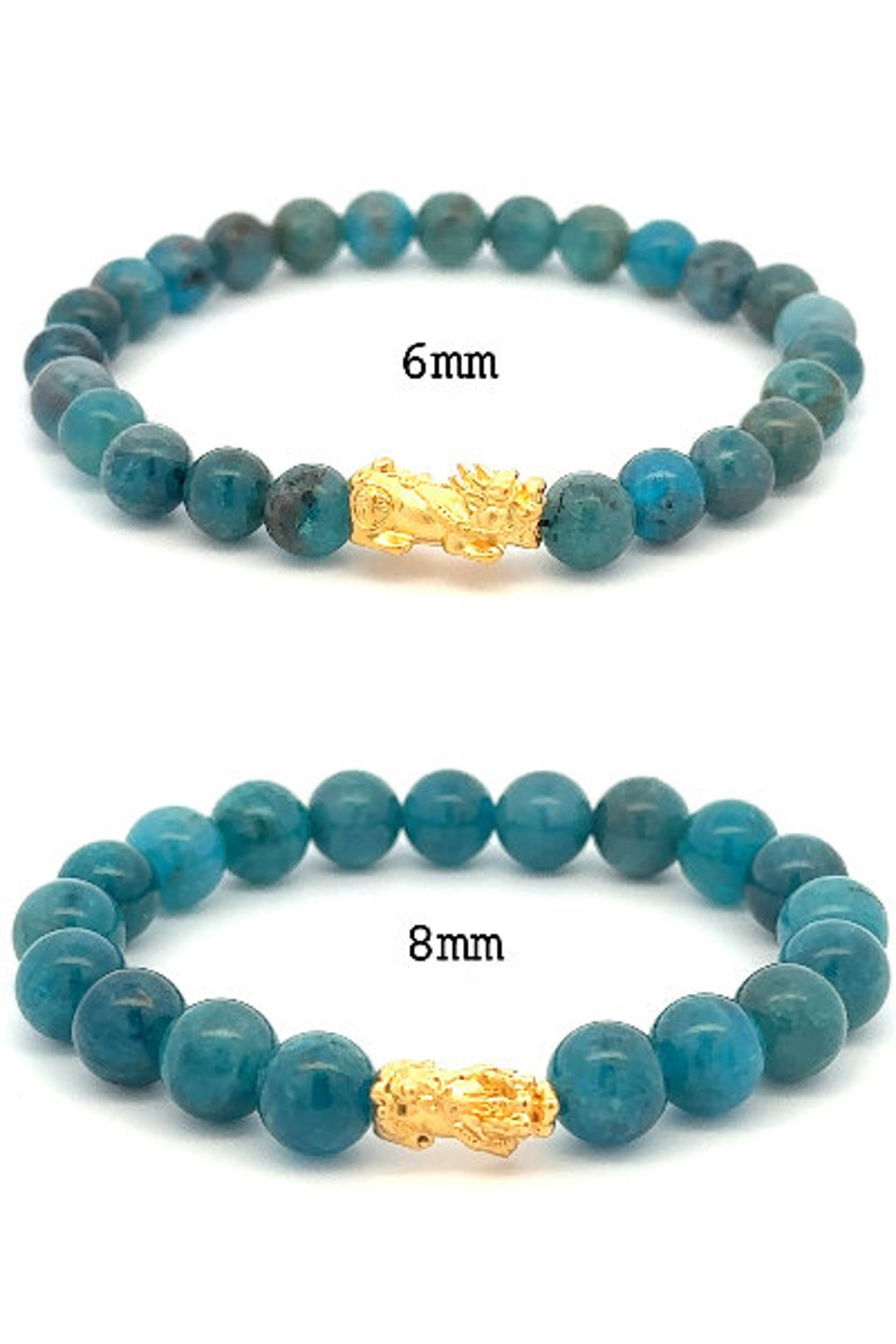 Real 18K Gold Piyao Pixiu Lucky Charm Bracelet Natural Apatite ...