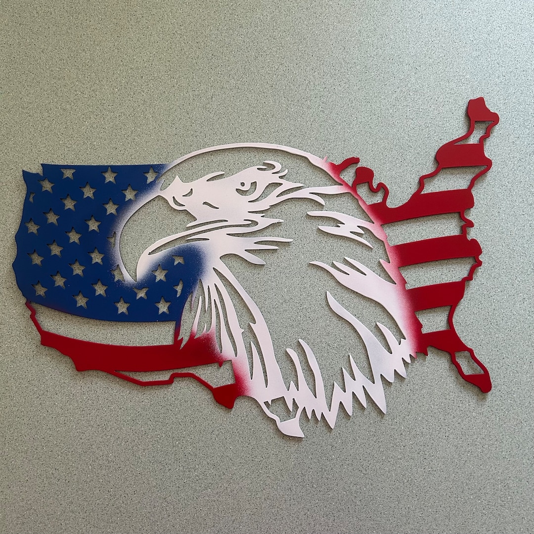 American Flag With Eagle. Show Your Pride and Your Country! 24"x17" Two ...