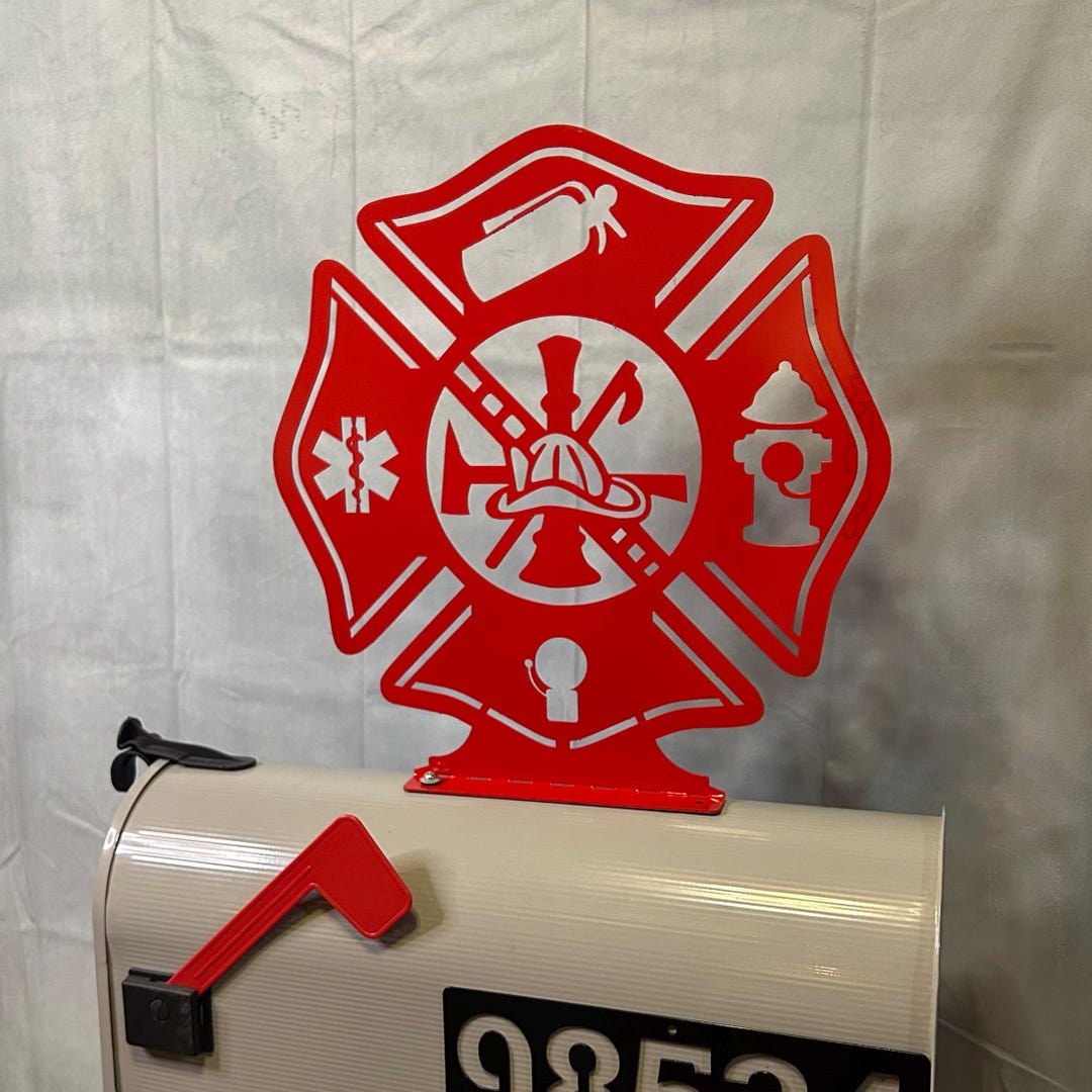 Fireman Shield Mailbox Topper Fire Department Helmet Shield Mailbox ...