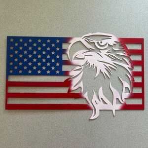 American Flag With Eagle. Show Your Pride and Your Country! 24"x17" Two ...
