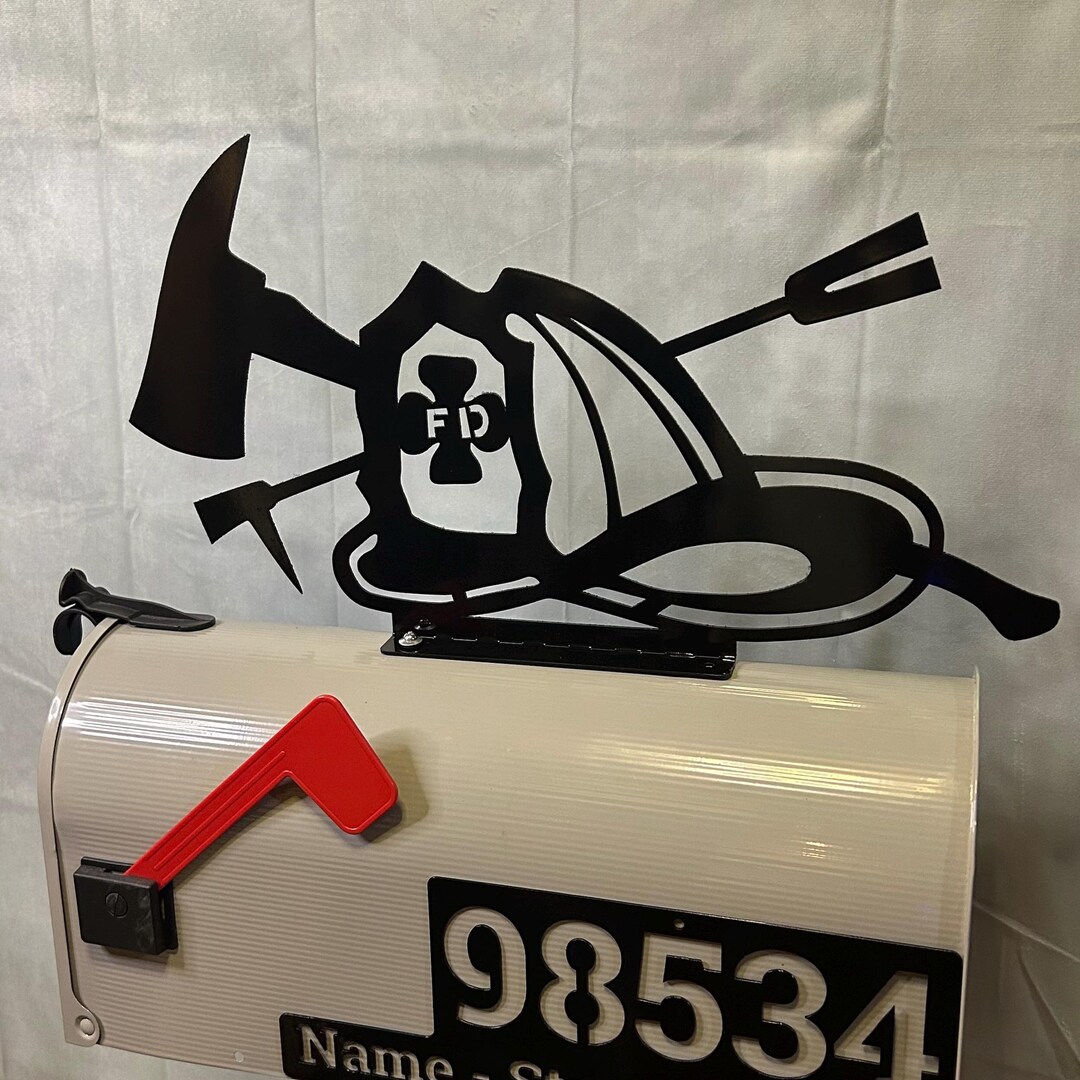 Fireman Mailbox Topper Fire Department Helmet Shield Mailbox Decoration ...