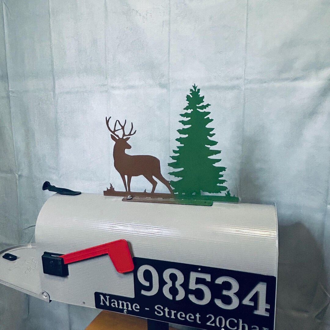 Deer and Tree Metal Art Mailbox Topper Unique Gift Customize Your Home ...