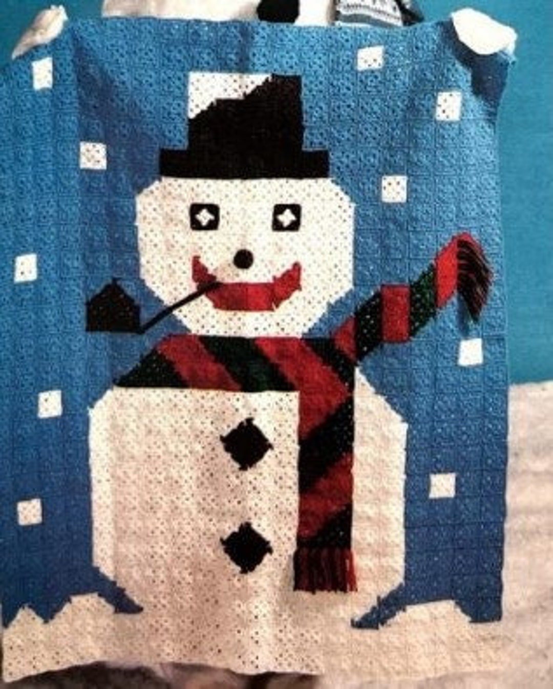 Vintage Crochet Child Size Snowman Afghan Pattern - Etsy
