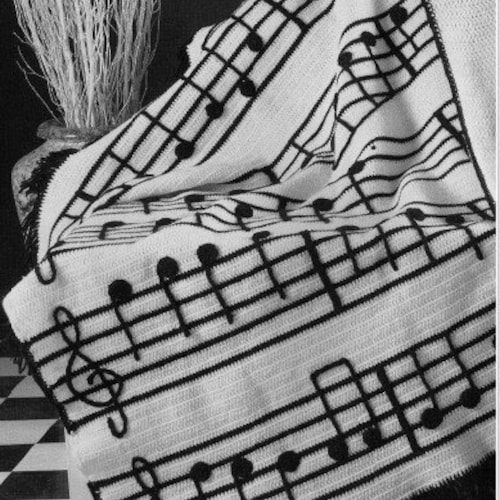 Vintage Crochet Pattern Musical Notes Afghan PDF Instant - Etsy Canada