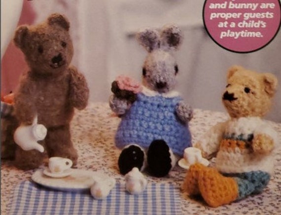 Vintage Crochet Animal Tea Party Pattern - Etsy