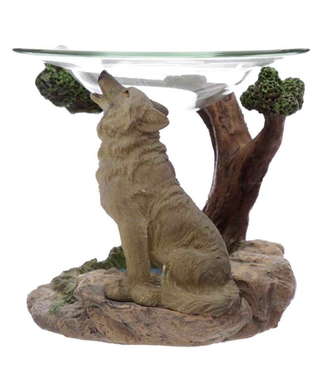Wolf Wax Burner With Glass Dish, Wolf With Tree Wax and Oil Burner ...