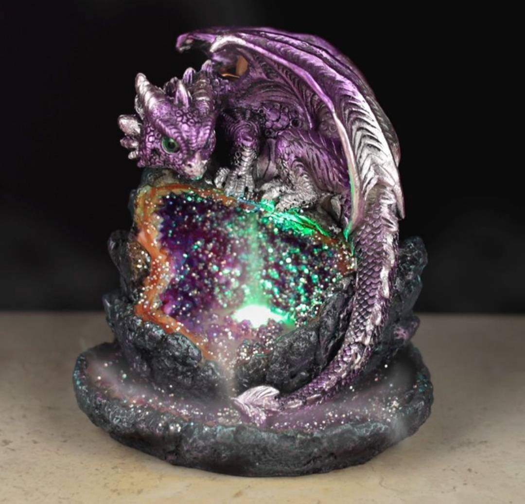 Crystal Cave Baby Dragon LED Backflow Incense Burner - Etsy