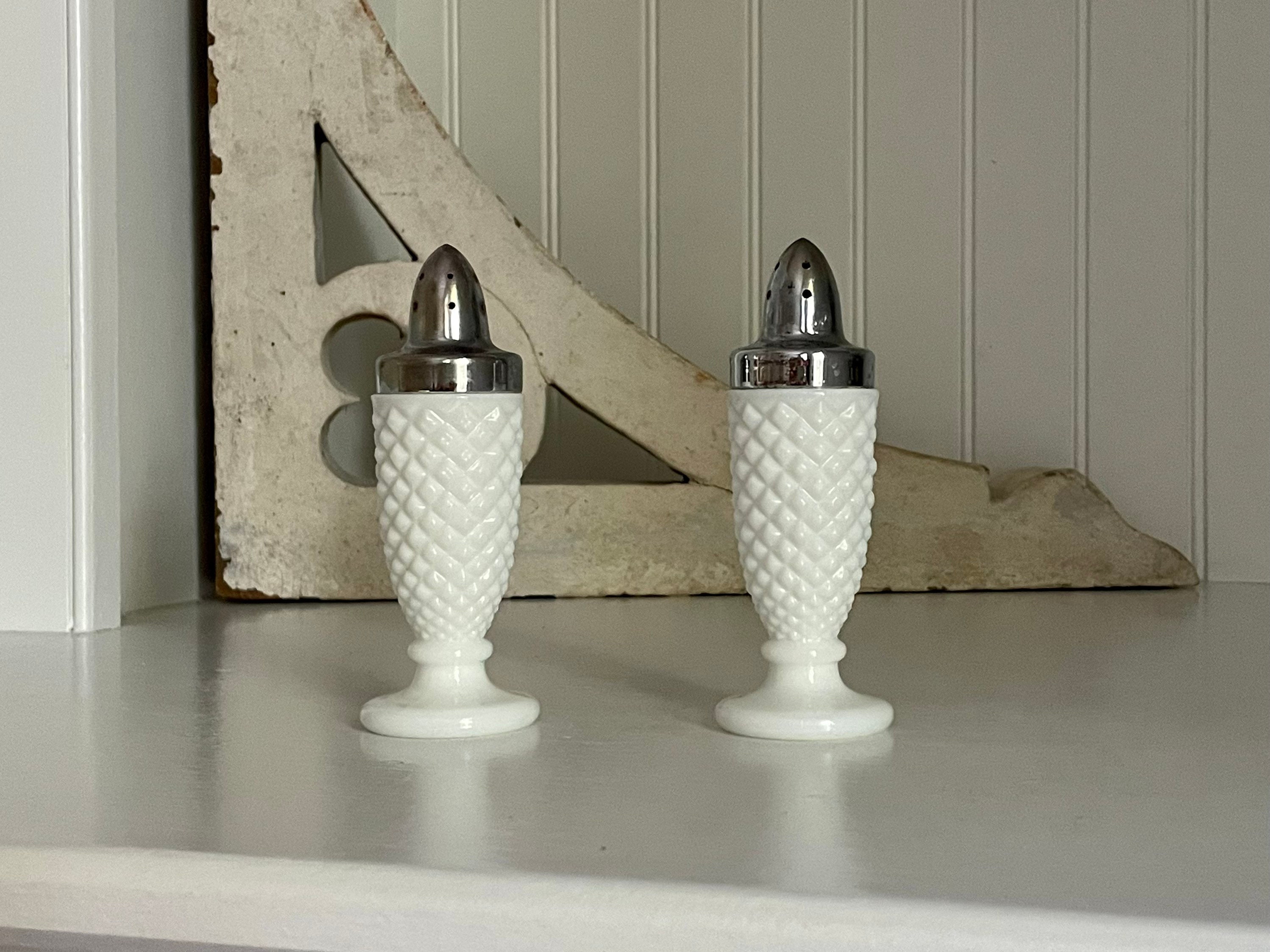 Vintage Milk Glass Salt & Pepper Shakers - Etsy