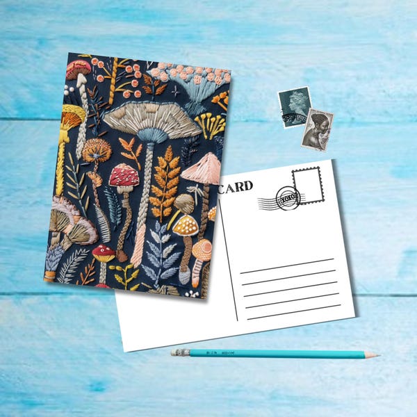 Embroidered Postcard - Etsy