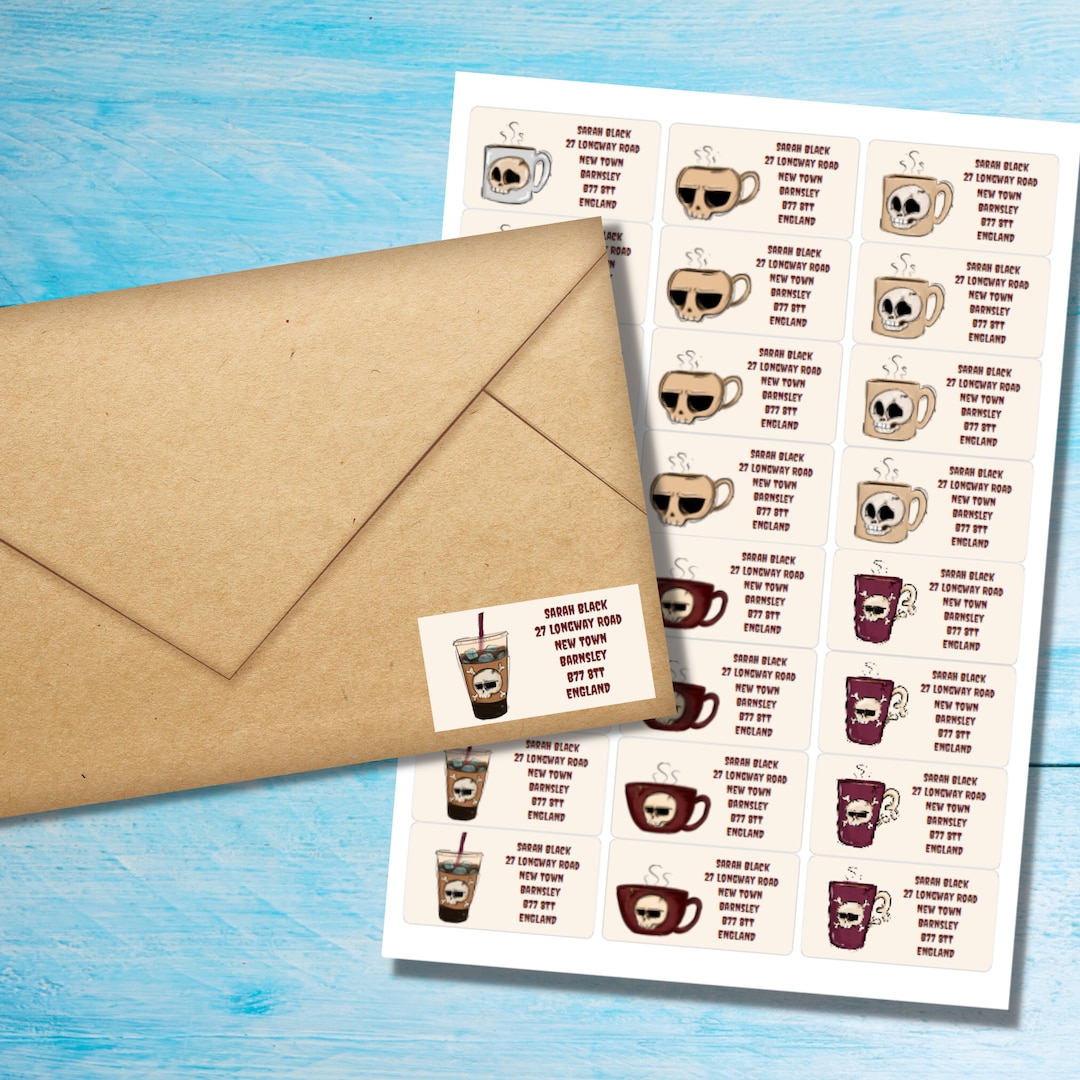 Coffee Til Death Self Adhesive Return Address Labels, 24 Labels per ...
