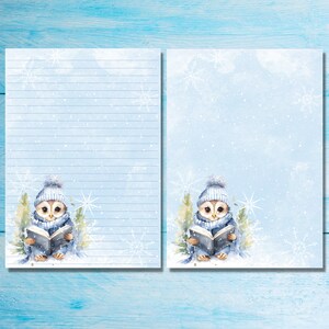Winter Owl A5 Letter Writing Paper, Pen Pal Supplies, Stationery Lined ...