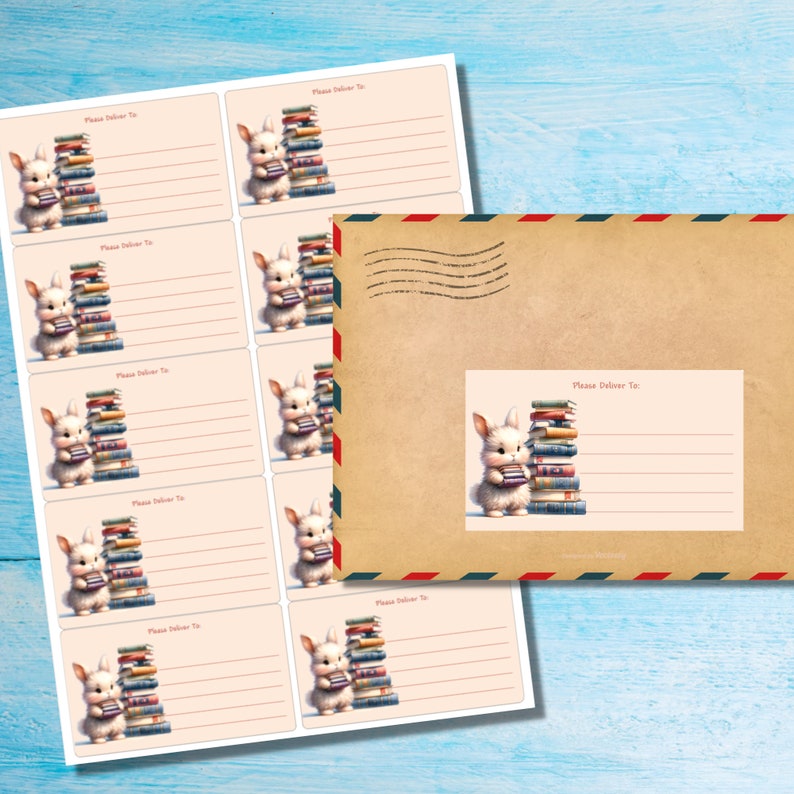 Book Bunny Self Adhesive Please Deliver To.. Labels, 10 Labels per ...