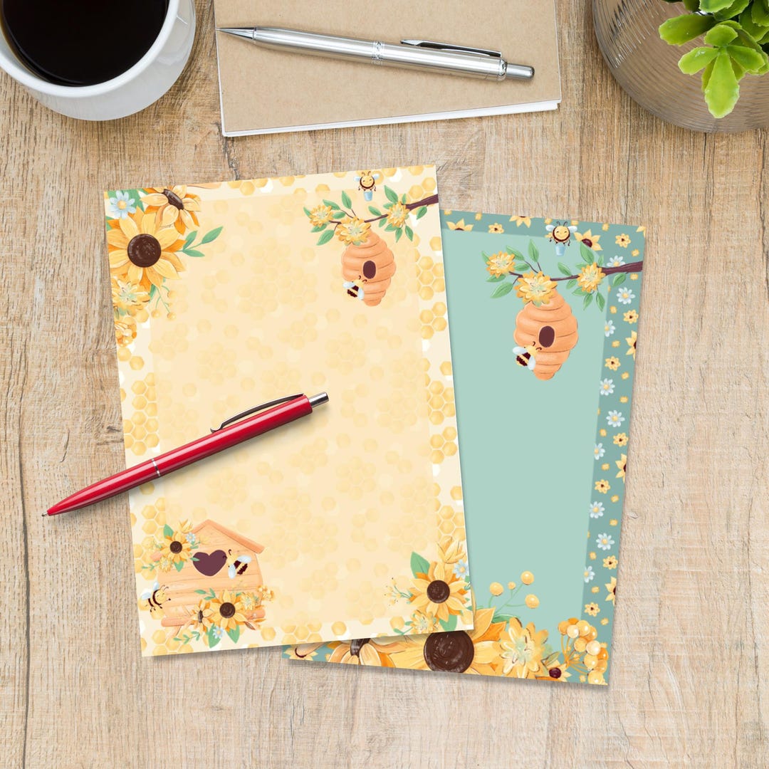 Flower Bee A5 Letter Writing Paper, Pretty Floral Pen Pal Supplies ...