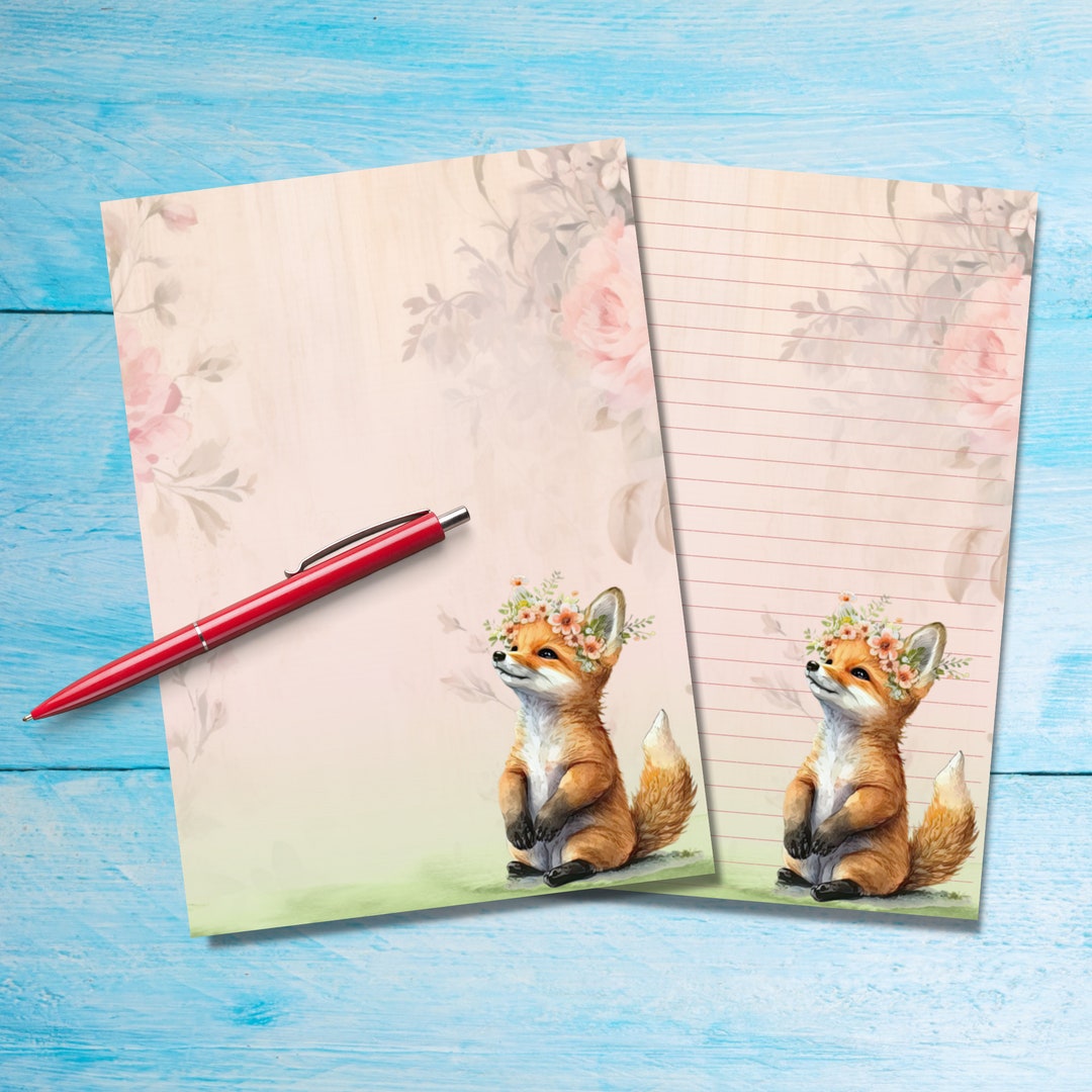Spring Fox A5 Letter Writing Paper, Pen Pal Supplies, Stationery Lined ...