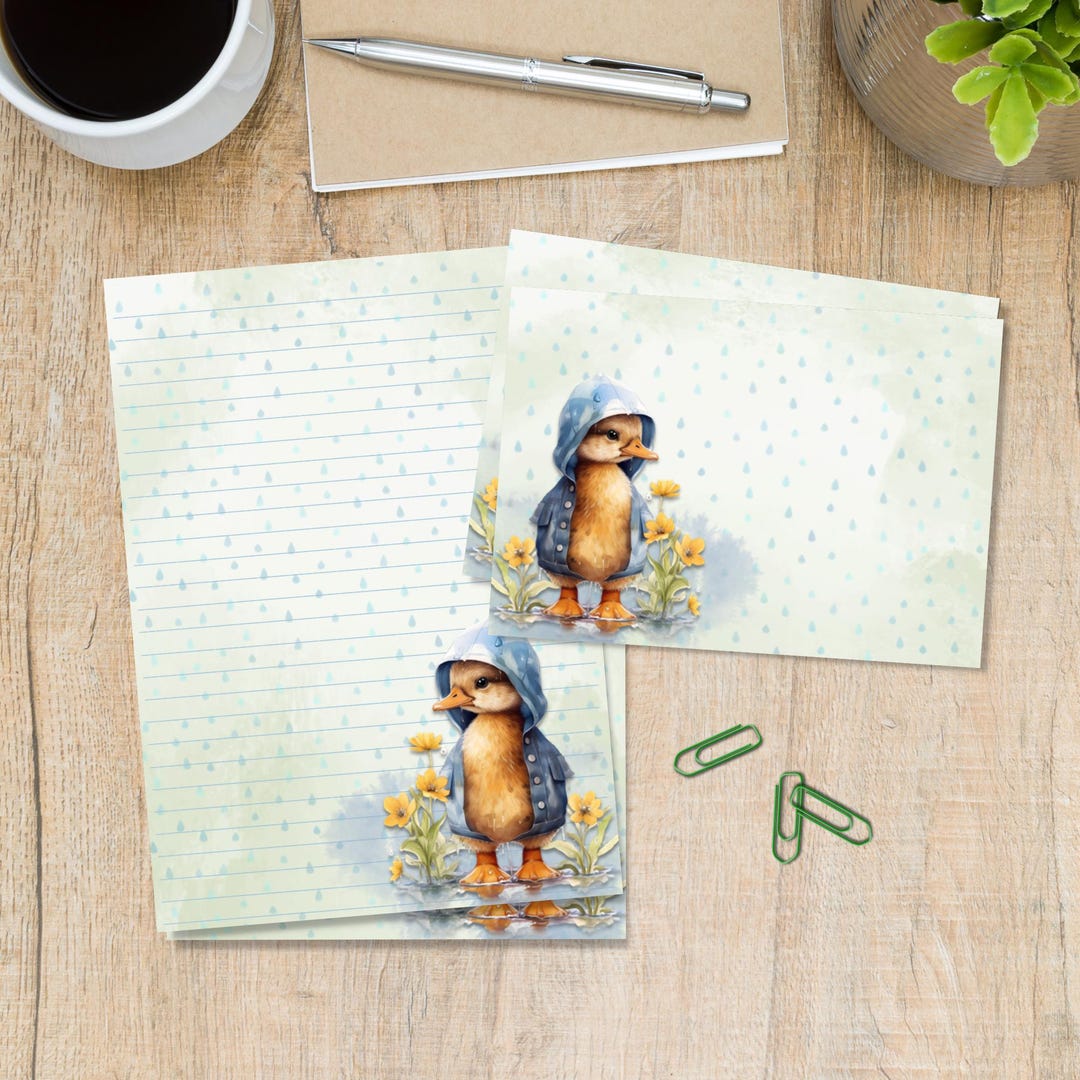 Raincoat Duckling A5 Letter Writing Stationery Set, Penpal Supplies ...