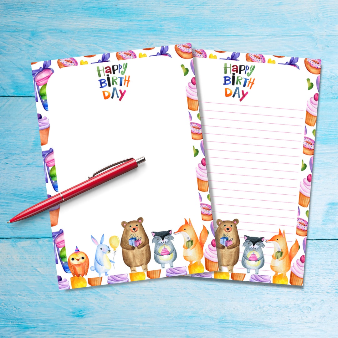 Happy Birthday A5 Letter Writing Paper, Pen Pal Supplies, Stationery ...