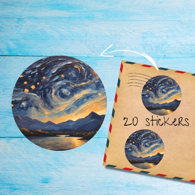 Starry Night Stickers Pack, Cute Individually Cut Round Matte Happy ...