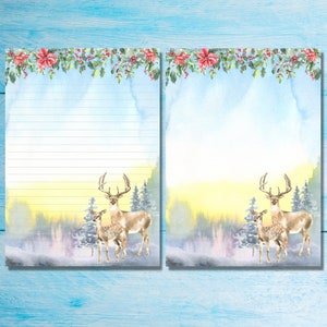 Winter Deer A5 Letter Writing Paper, Pen Pal Supplies, Stationery Lined ...