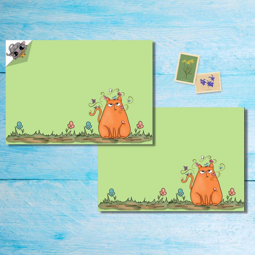 Cats and Butterflies Envelopes Pack of 5 or 10, Happy Mail Envelopes ...