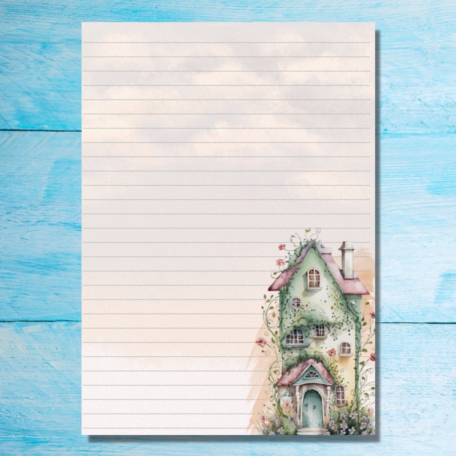 Tall Houses A5 Letter Writing Paper, Pen Pal Supplies, Stationery Lined ...