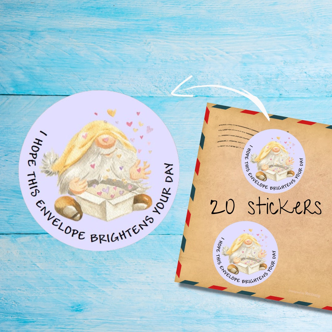 Gnome With Parcel Stickers, Pack of 20 Individually Cut Round Matte ...