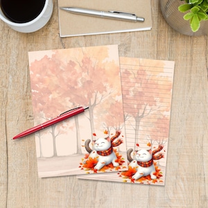 Cat in the Fall A5 Letter Writing Paper, Pen Pal Supplies, Stationery ...