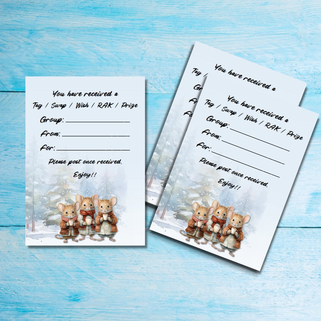 Winter Mice Tag Inserts, Pen Pal Supplies, Cute Memo Paper for Happy ...