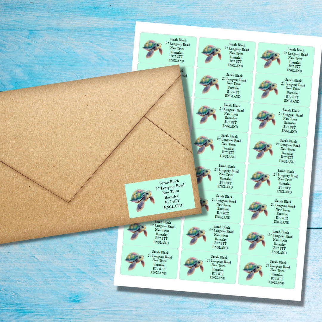 Sea Turtle Self Adhesive Return Address Labels, 24 Labels per Sheet, 63 ...