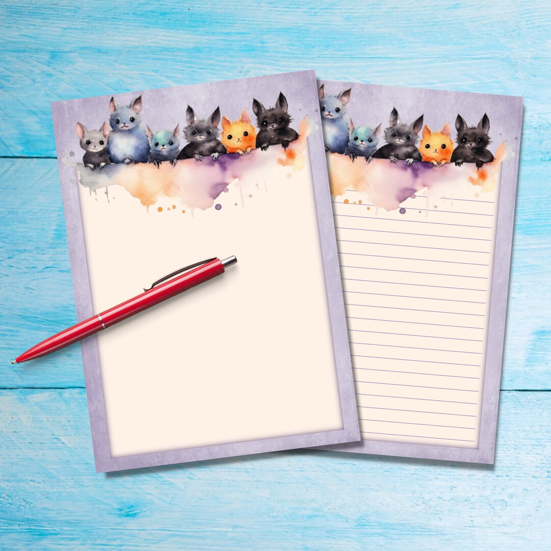 Bat Line-up A5 Letter Writing Paper, Pen Pal Supplies, Stationery Lined ...