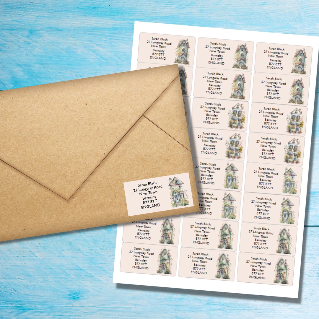 Tall Houses Self Adhesive Return Address Labels, 24 Labels per Sheet ...