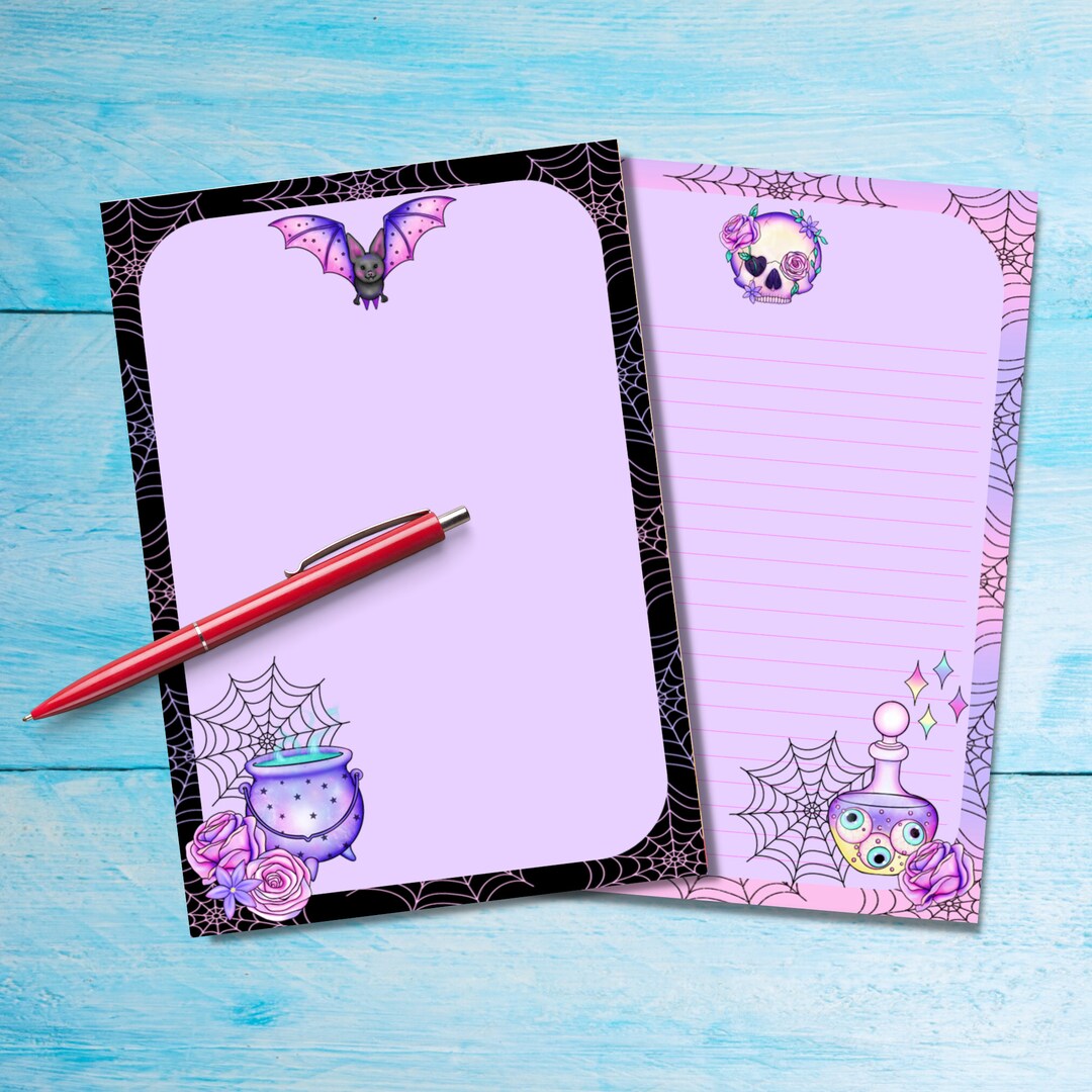 Magical Halloween A5 Letter Writing Paper, Cute Pastel Goth Stationery ...