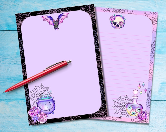 Magical Halloween A5 Letter Writing Paper, Cute Pastel Goth Stationery ...