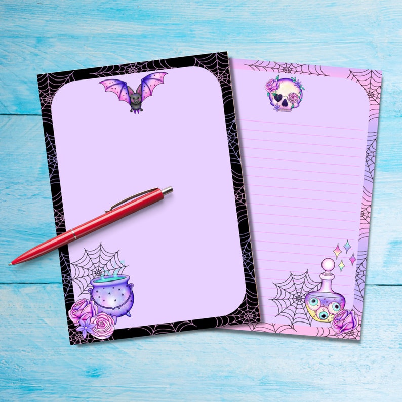 Magical Halloween A5 Letter Writing Paper, Cute Pastel Goth Stationery ...