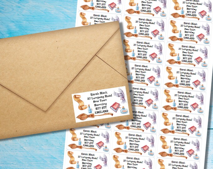 140 Address Labels // Wizard Magic Theme, Custom Return Address Labels ...