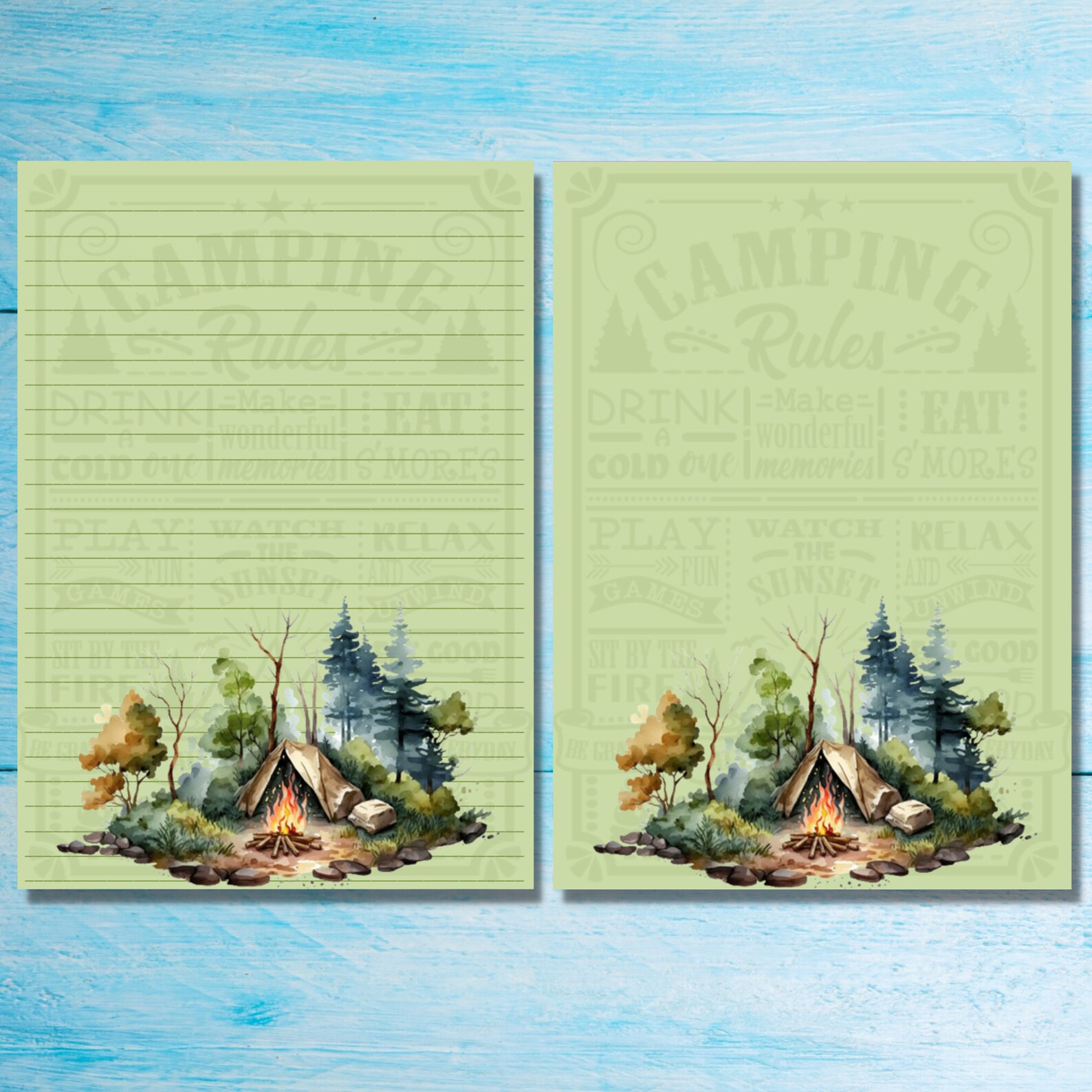 Camping Rules A5 Letter Writing Paper, Pen Pal Supplies, Stationery ...